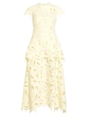 Simkhai Floral Cutwork Woven Midi Dress - Ivory