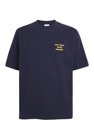 Drole De Monsieur Cotton Slogan T-shirt - Navy