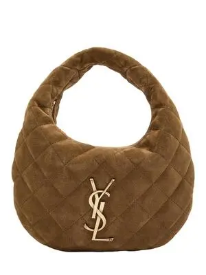 Saint Laurent Icare Mini Quilted Suede Top Handle Bag - Tan