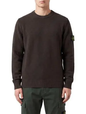 Stone Island Stone Island Virgin Wool Crewneck Jumper With Compass Logo Patch Grey
