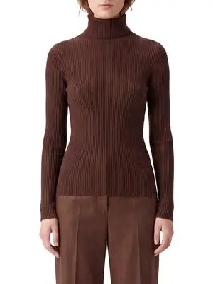 Fabiana Filippi Slim Fit Turtleneck Jumper In Wool, Silk And Cashmere Blend - Ebony
