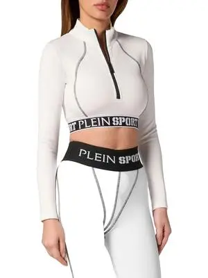 PLEIN SPORT Plein Sport Cropped Zip-Up Top White