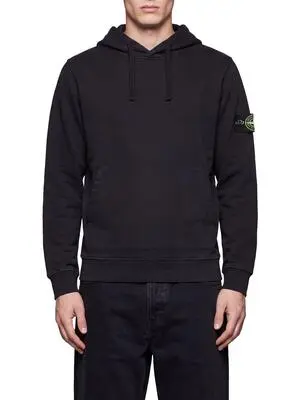 Stone Island Cotton Hoodie With Compass Logo Patch - Black