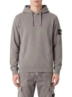 Stone Island Cotton Hoodie With Compass Logo Patch - Grey