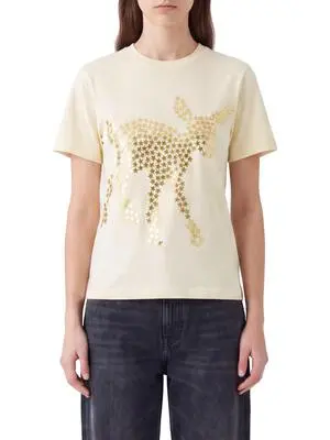 JW Anderson Jw Anderson All-Over Star Graphic Print Cotton T-Shirt Ecru