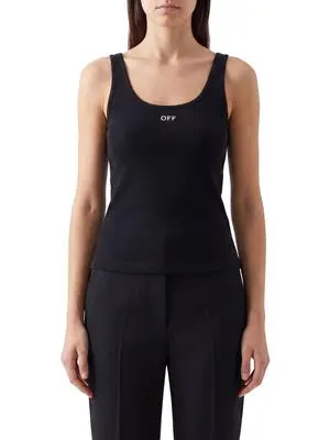 Off-White Ribbed Tank Top - Black