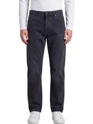 Balmain Straight Fit Five-pocket Cotton Denim Jeans - Black