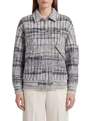 Missoni Wool Knit Bomber Jacket With Abstract Pattern - White