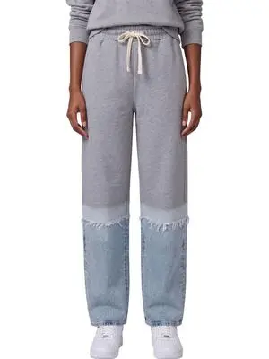 HAIKURE Haikure Cotton Denim Jogging Trousers With Abstract Bicolour Pattern Blue