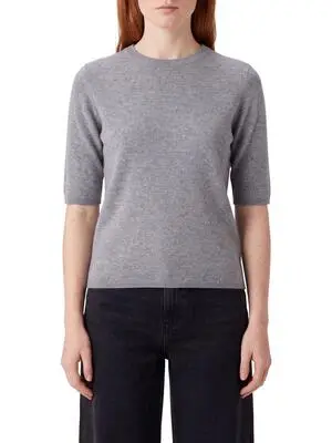 Fabiana Filippi Short-sleeved Crewneck Wool Blend Jumper - Grey