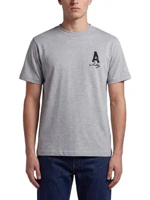 AUTRY Contrast Logo Cotton T-shirt Grey
