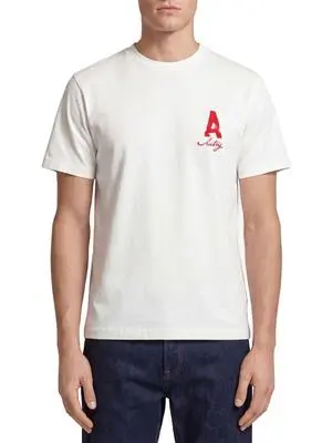 AUTRY Contrast Logo Cotton T-shirt Ivory