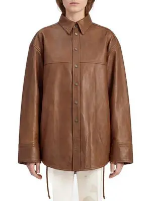 HAIKURE Leather Shirt - Brown