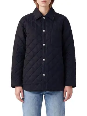 A.p.c. A.P.C. Quilted Wool Blend Shirt Jacket With Classic Collar Navy
