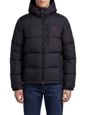 Polo Ralph Lauren Gorham Quilted Nylon Hooded Down Jacket With Embroidered Pony Logo - Black
