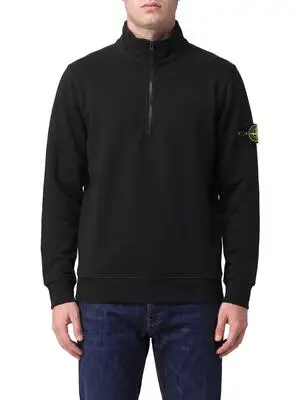 Stone Island Half-zip Cotton Sweatshirt With Compass Logo - Black