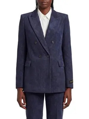 ERMANNO FIRENZE Ermanno Firenze Double-Breasted Velvet Blazer With Peak Lapels