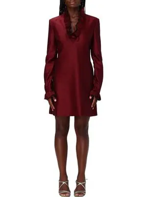 Alberta Ferretti Alberta Ferretti Satin Mini Dress With Ruffle Collar Red