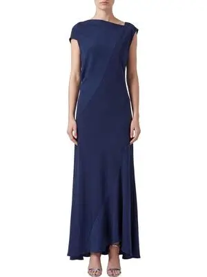 Alberta Ferretti Long Satin Slip Dress - Blue