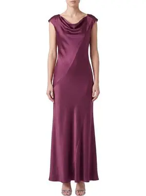 Alberta Ferretti Long Satin Slip Dress - Red