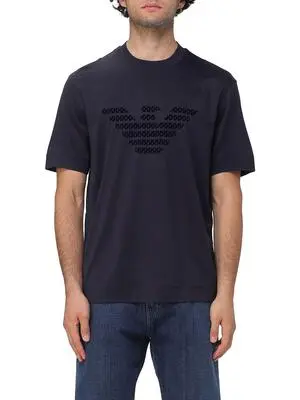 Emporio Armani Lyocell Blend T-shirt With Iconic Eagle Logo - Navy