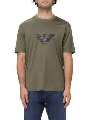 Emporio Armani Lyocell And Cotton Blend T-shirt With Eagle Logo - Green