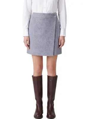 SEMICOUTURE High-waisted Wool Wrap Miniskirt - Grey