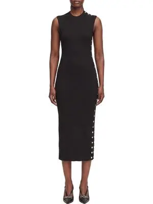 Karl Lagerfeld Off-the-shoulder Ribbed Knit Maxi Dress - Black