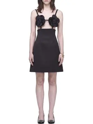 MARC JACOBS Marc Jacobs Daisy Off-the-Shoulder Mini Dress In Satin With Flower Appliqué