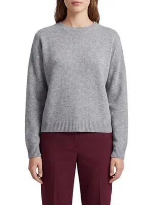 Fabiana Filippi Pure Cashmere Crewneck Jumper With Ribbed Trims - Grey