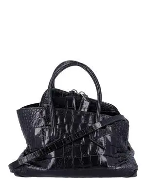 Attico The Attico La Passeggiata Crocodile-Effect Leather Mini Handbag Black