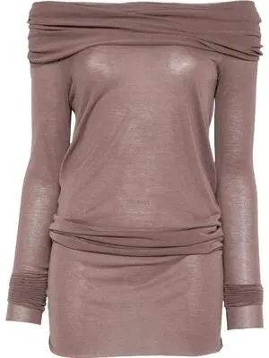 Rick Owens Off-the-shoulder Long Sleeve Top - Brown
