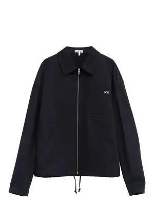 Loewe Loewe Zip-Up Embroidered Jacket Blue