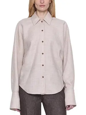 Ossou Ridge Button Front Wool Shirt - Rye
