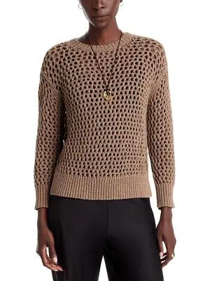 LAFAYETTE 148 NEW YORK Lafayette 148 New York Cotton Open Knit Crewneck Sweater