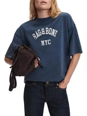 Rag & Bone Rag & Bone University Alex Cotton Logo Tee Navy