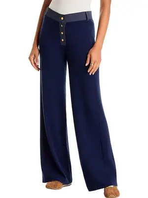 Rag & Bone Wool Stretch Wide Leg Pants - Navy