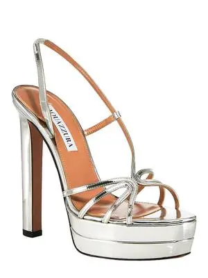 AQUAZZURA Strappy Platform Stiletto Sandals - Silver