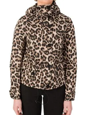Michael Kors Leopard Print Hooded Coat - Black