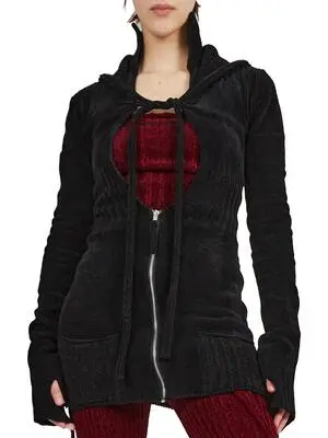 Ottolinger Hooded Zip-front Mini Dress - Black