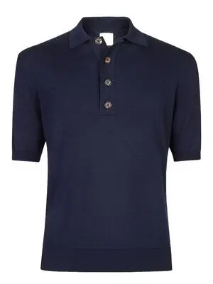 Eleventy Button Short-sleeve Polo Shirt - Blue