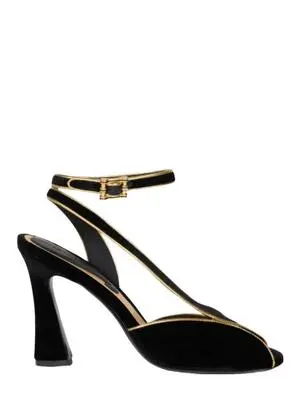 Etro Velvet High-heeled Sandals With Metallic Trim - Black