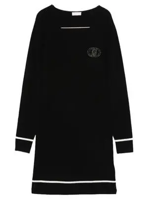 Liu Jo V-neck Logo Embellished Dress - Black