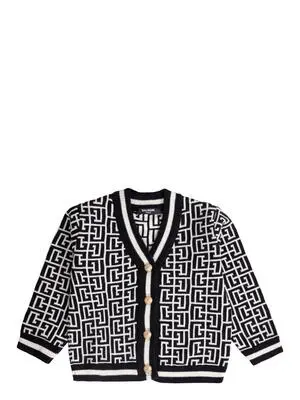 Balmain Geometric Pattern Cardigan - Black