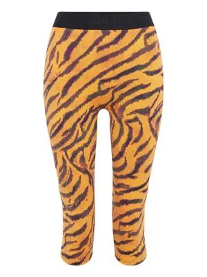 MARINE SERRE Tiger Print Cropped Trousers - Brown
