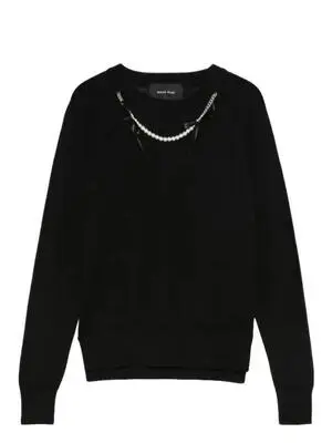 Simone Rocha Embellished Crew Neck Sweater - Black