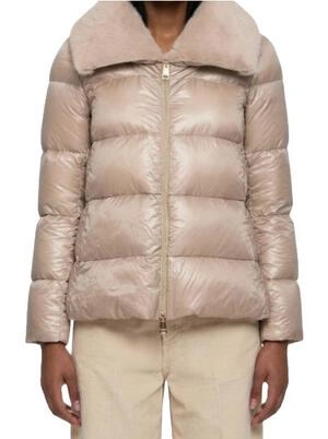 Herno Down Jacket With Fur Collar - Beige