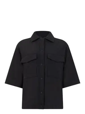 Herno Boxy Three-quarter Sleeve Buttoned Jacket - Black
