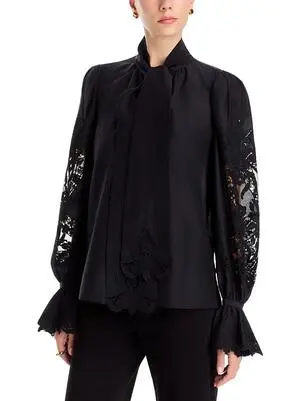 Kobi Halperin Embroidered Lace Blouse - Black