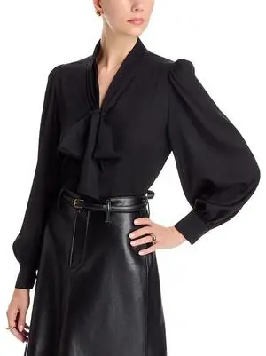 Kobi Halperin Selena Tie Neck Silk-blend Blouse - Black